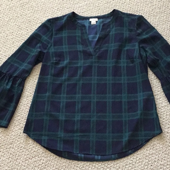 J. Crew | Tops | J Crew Plaid Holiday Blouse | Poshmark